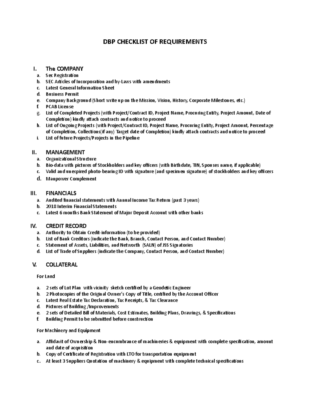 162934823693585 - hi im a friend - DBP CHECKLIST OF REQUIREMENTS I. The ...