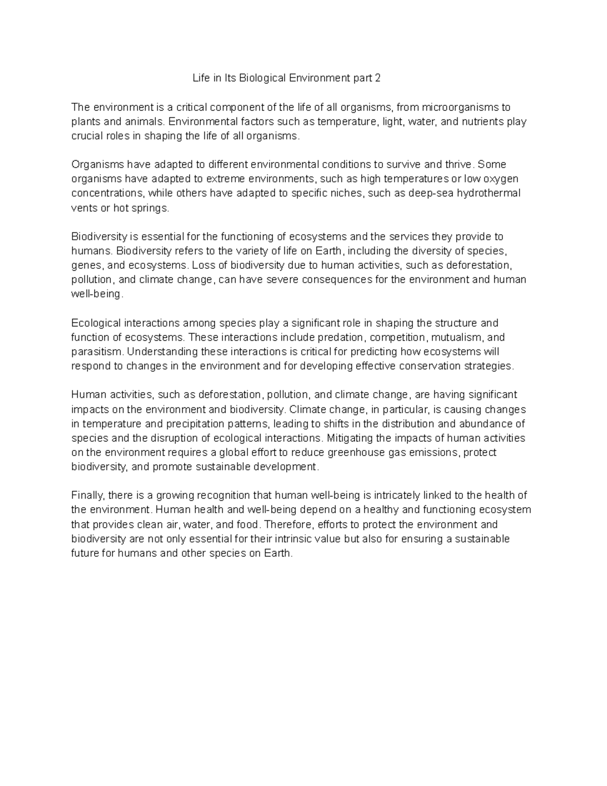 Life in Its Biological Environment part 2 - Environmental factors such ...