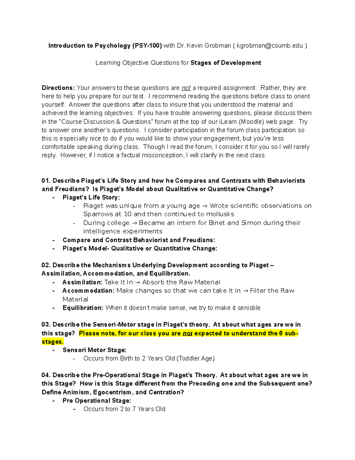 13 Stages of Development - Introduction to Psychology (PSY-100) with Dr ...