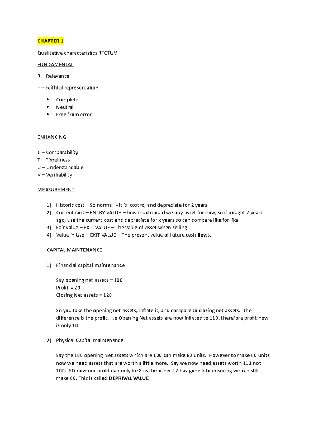 ACCA F7 short notes on exams including Mar 2021 - CHAPTER 1 Qualitative ...