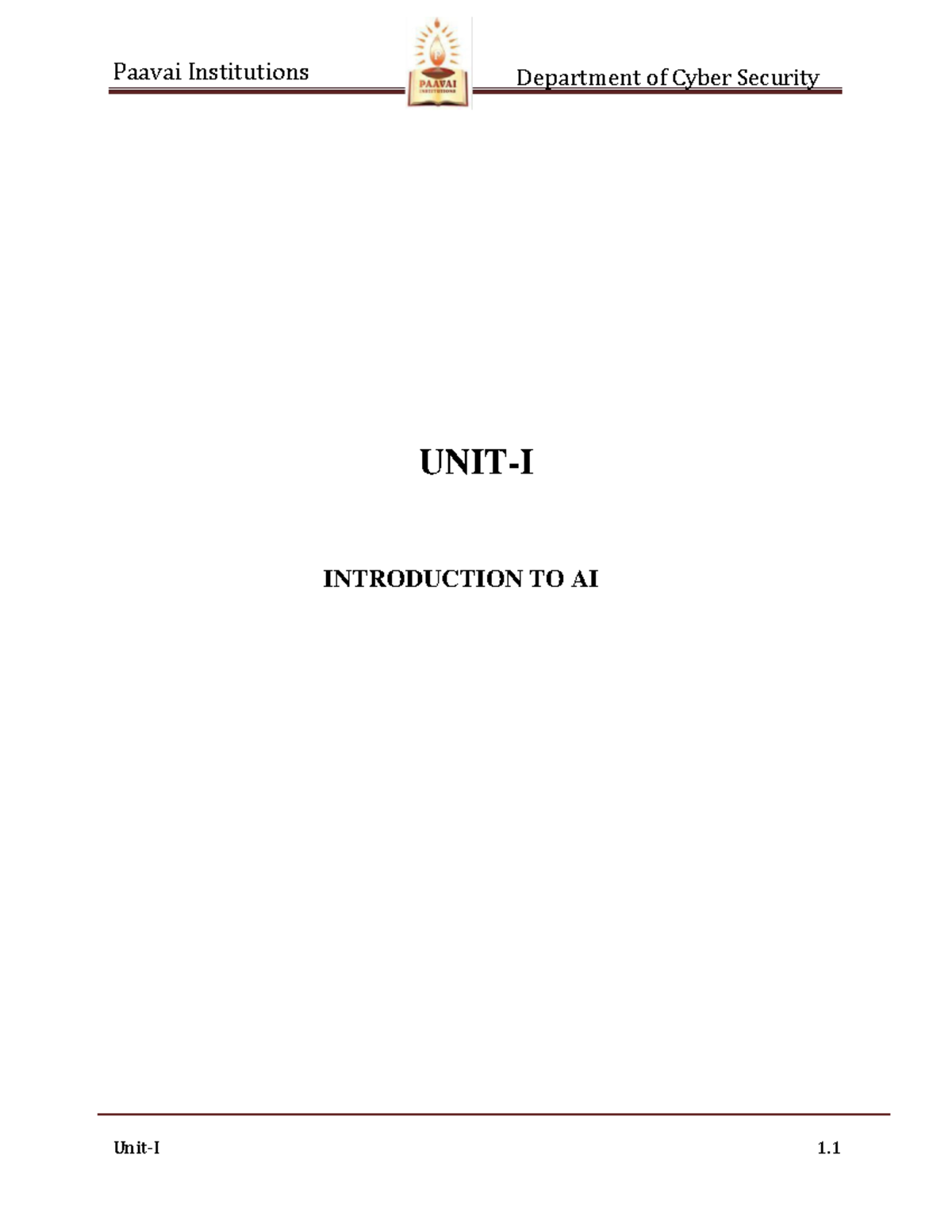 UNIT I - UNIT-I INTRODUCTION TO AI CONTENTS 1. Introduction to AI and Production systems Problem ...