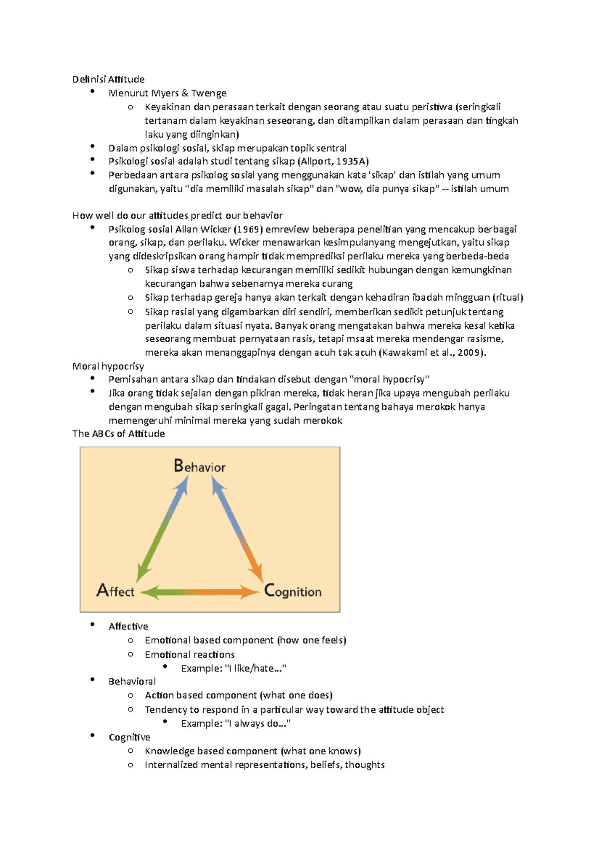 Behavior and Attitudes - Definisi Attitude Menurut Myers & Twenge o ...