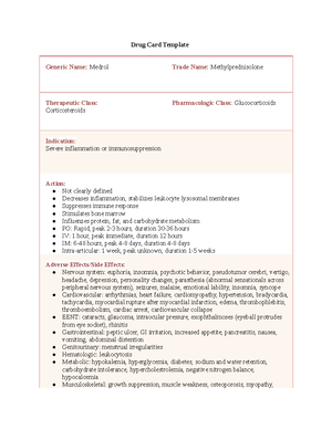 Drug card furosemide - HSC204 - Studocu