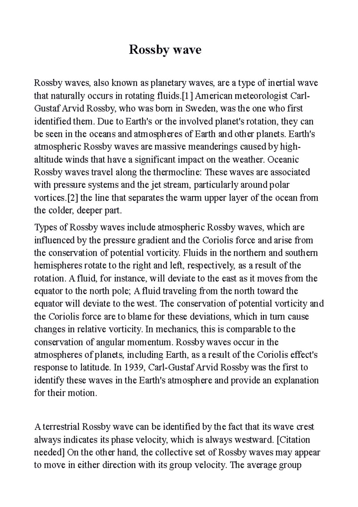 Rossby wave - Ifah - Rossby wave Rossby waves, also known as planetary ...