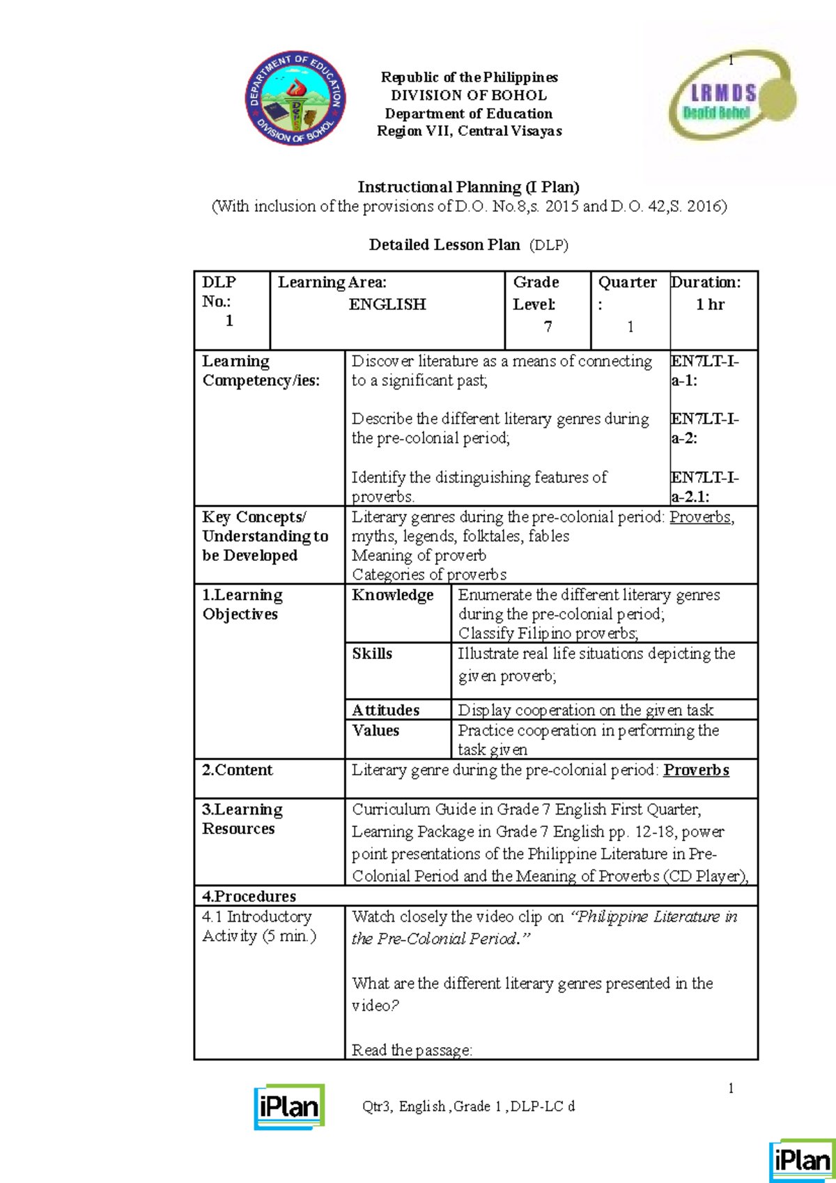 Week 1 Day 1 - Week 1 of the module - Republic of the Philippines ...
