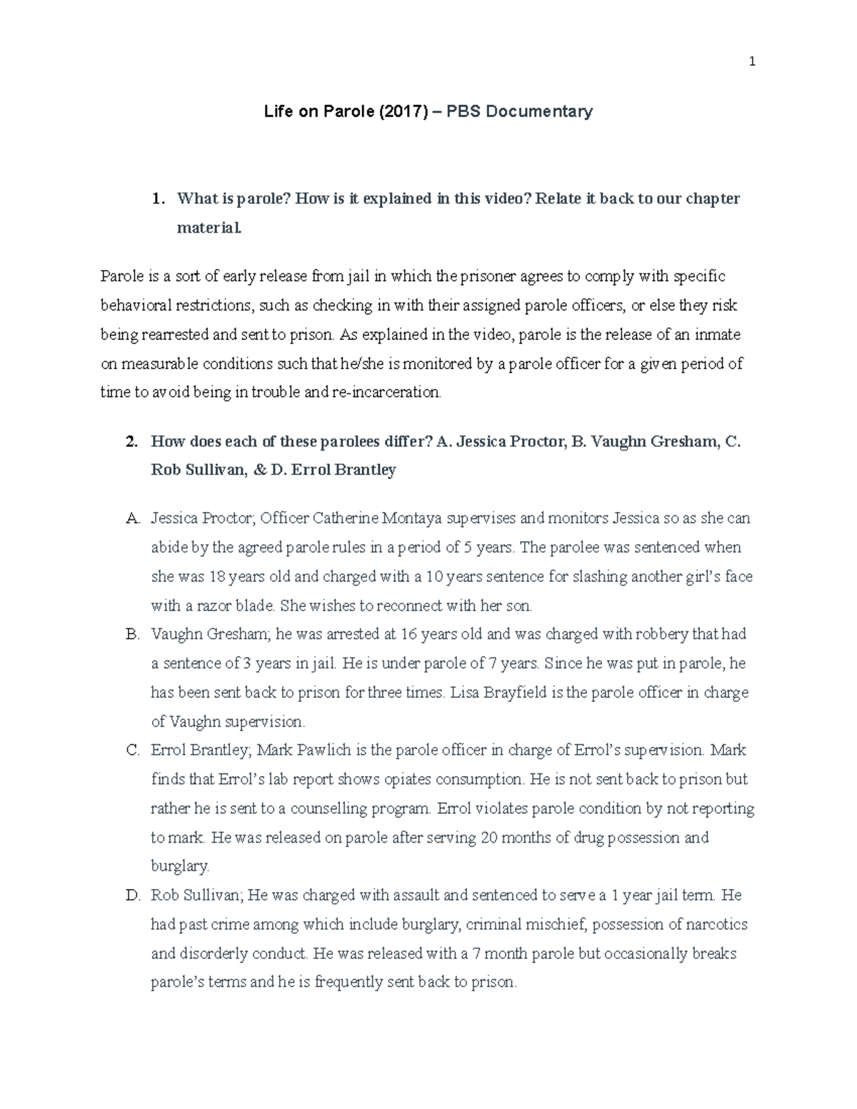 Life on Parole - ex-convicts should be subjected to supervision modules ...