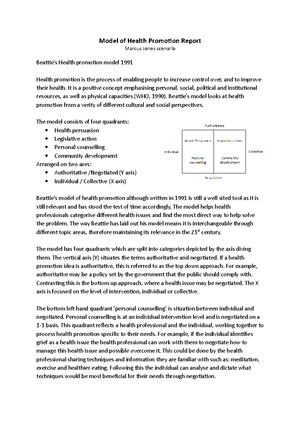 Beattie's model - Beaie’s model 1991 – essay plan Health promoion ...
