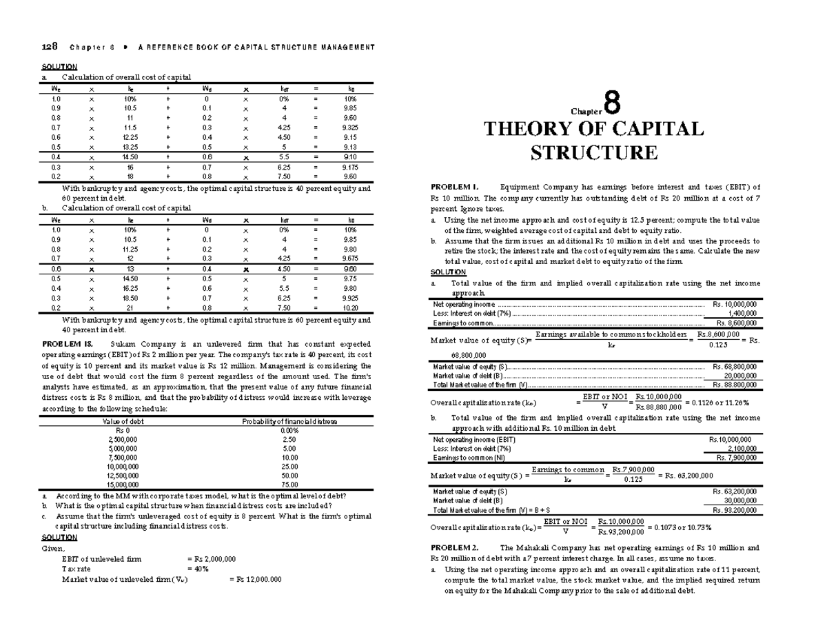 08 Theory of Capital Structure and its concept - 128 C h a p t e r 8 ...