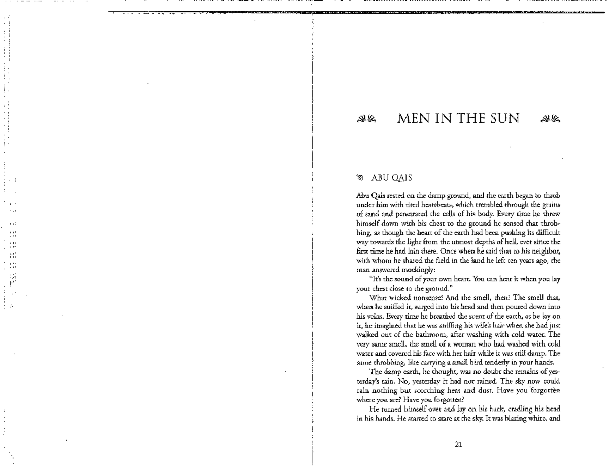 Kanafani-Men in the Sun - Studocu