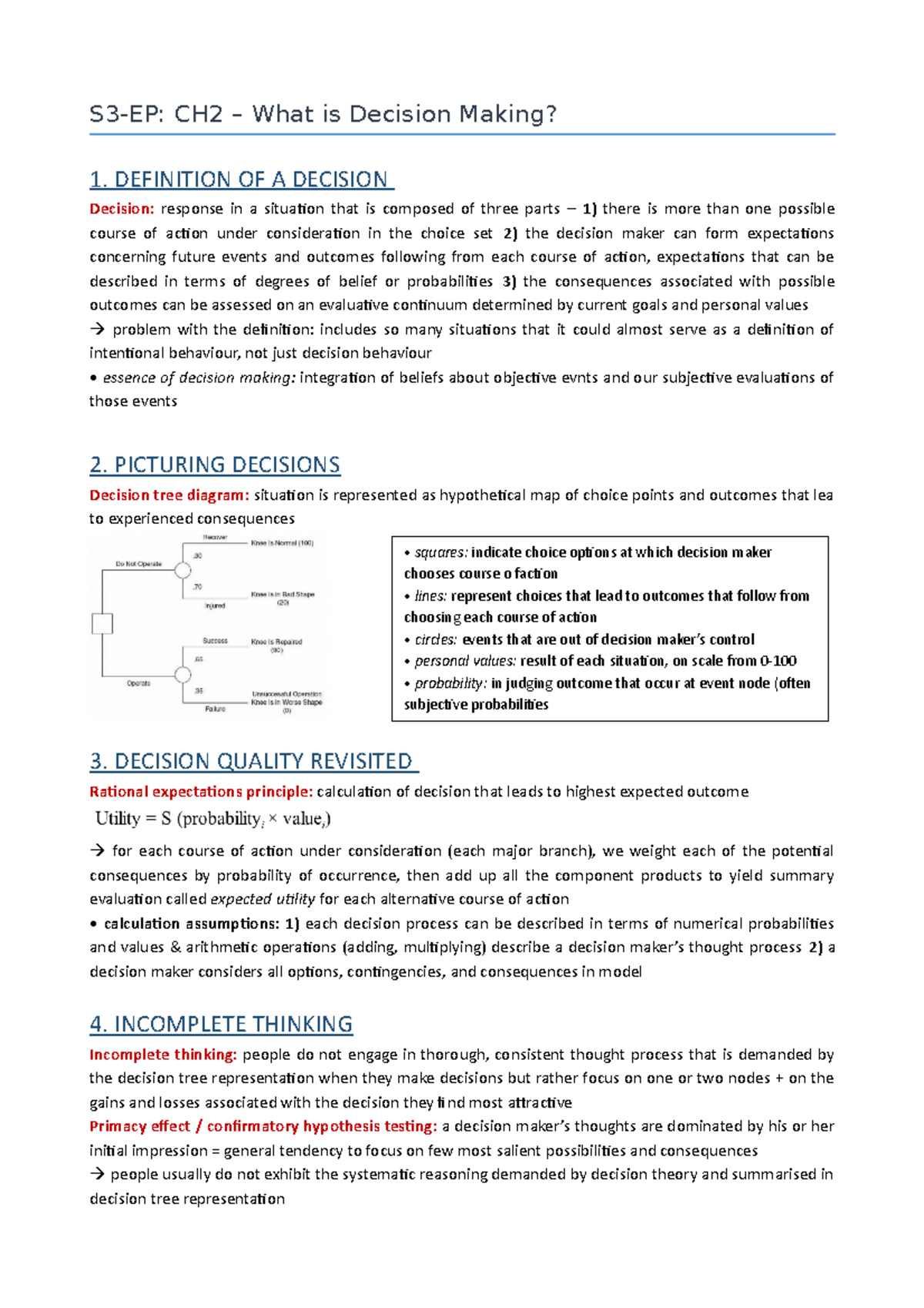 S3-EP CH2 What is Decision Making (late summary) - S3-EP: CH2 – What is ...