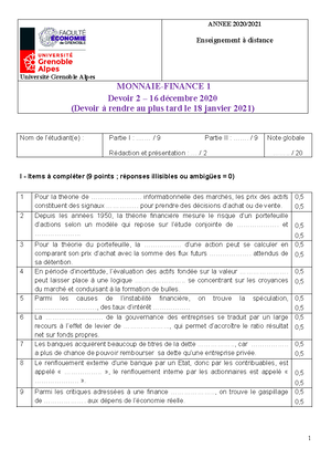 MF1 Exercices Dossier 1 Enoncés - MONNAIE-FINANCE 1 / Exercices ...