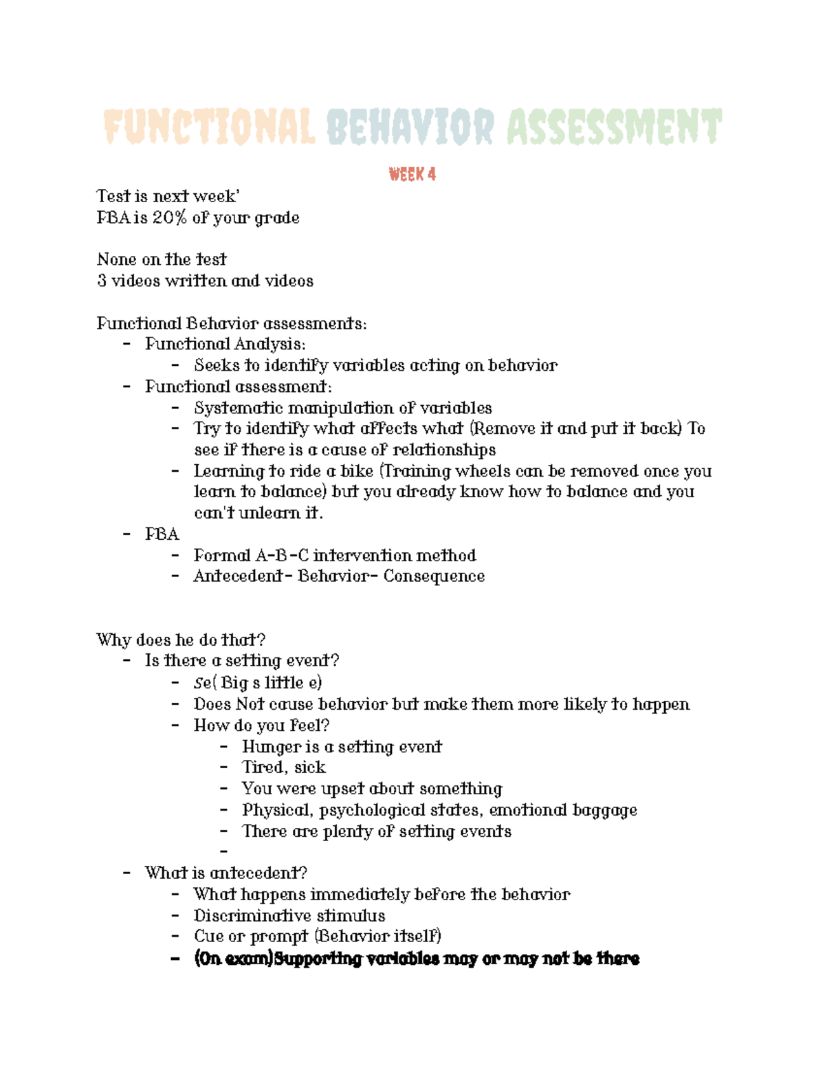 Functional Behavior Assessments - FBA - Formal A-B-C intervention ...
