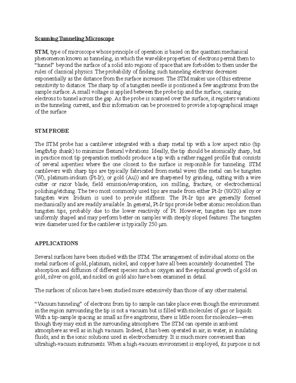 STM Notes - It's a lecture note - Scanning Tunneling Microscope STM ...