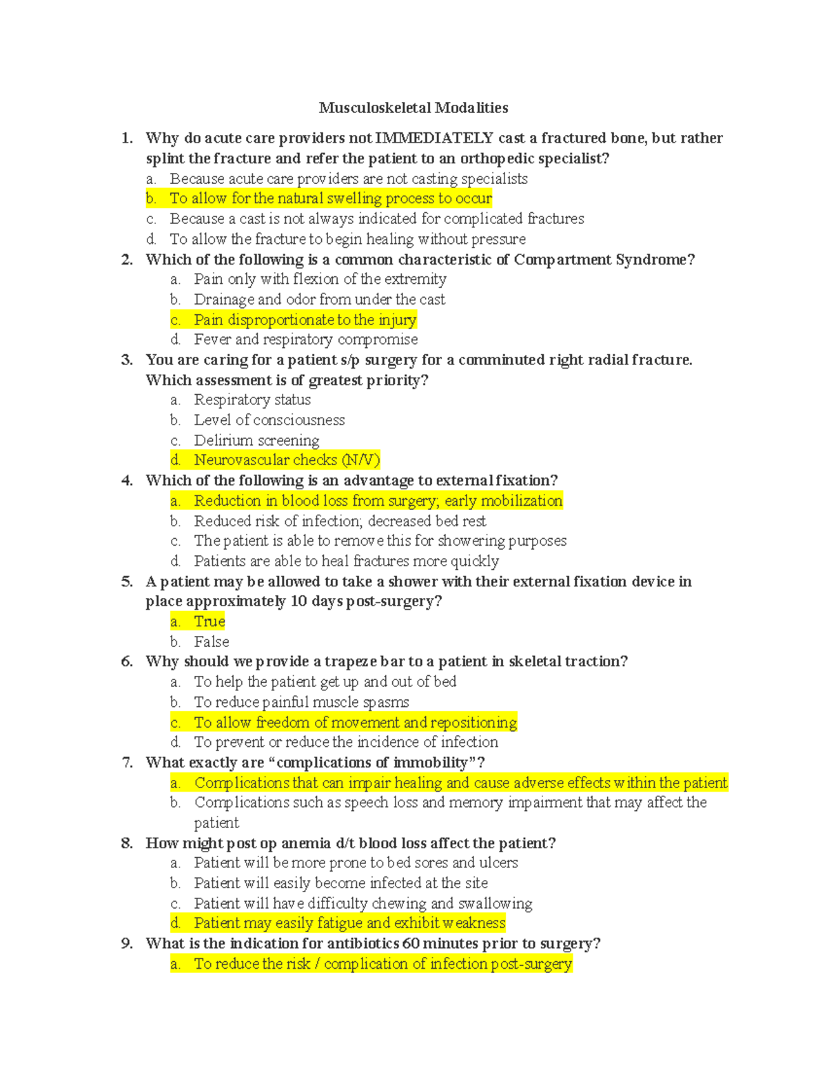 Musculoskeletal Modalities QUIZ(1) - Musculoskeletal Modalities 1. Why ...