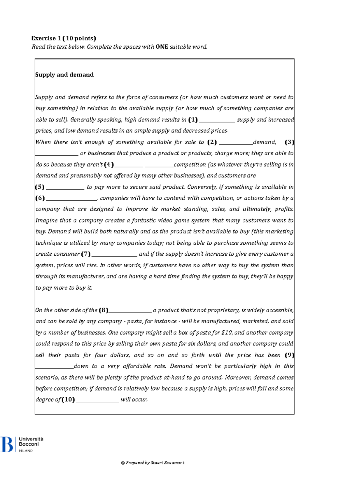 C1 Exam Practice 3 - Exercise 1 (10 points) Read the text below ...