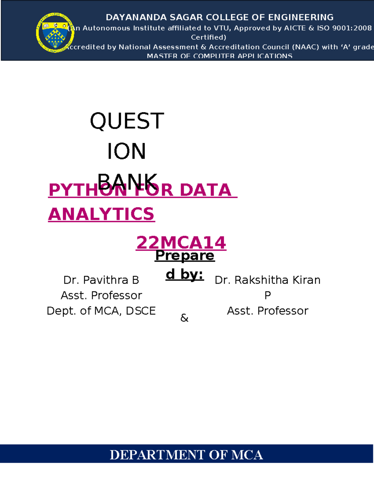 Question BANK - qps - (An Autonomous Institute affiliated to VTU ...