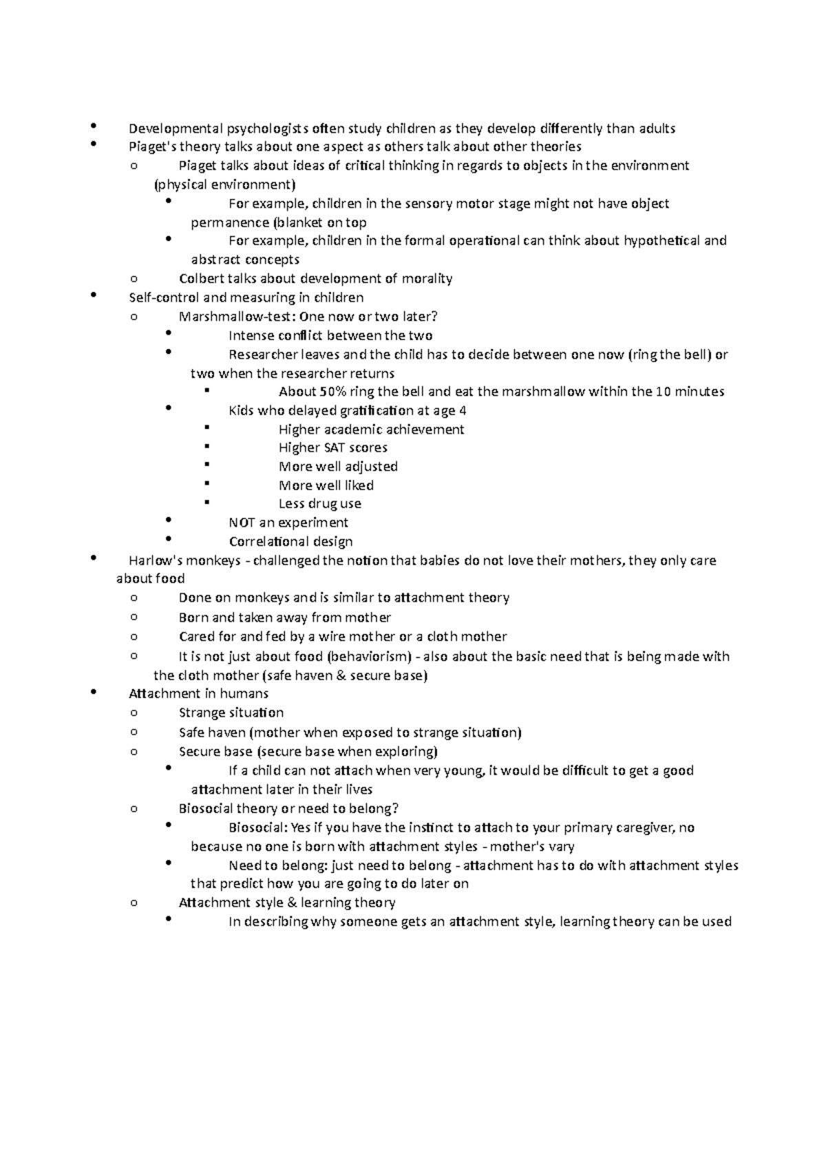 Lifelong Development - All of Dr. Curtis' Lecture Notes - Developmental ...