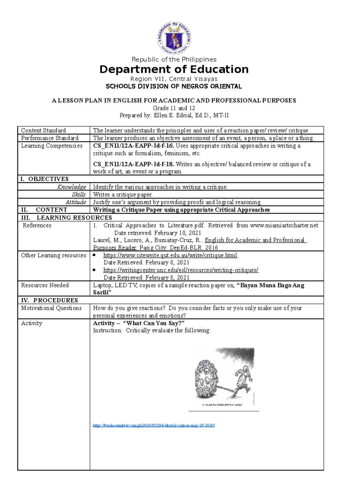 EAPP-S2-M6AND7 - EAPP - Republic of the Philippines Department of ...