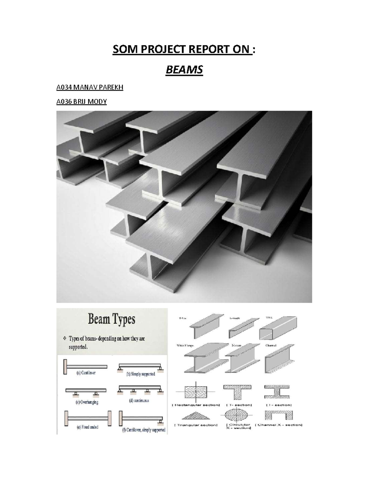 Beams failure and theory report - SOM PROJECT REPORT ON : BEAMS A034 ...