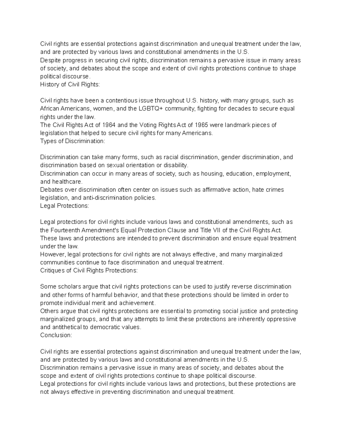 Civil Rights and Discrimination - Civil rights are essential ...