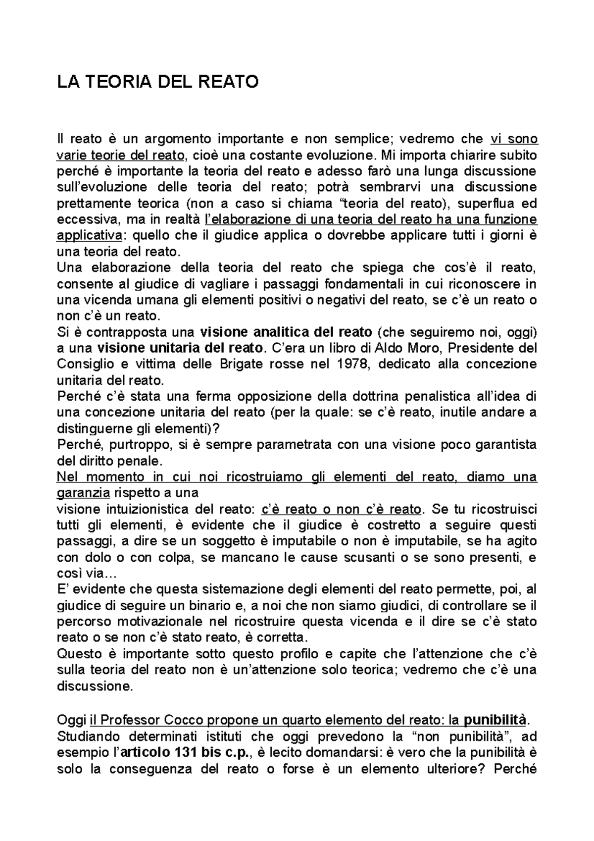 LA Teoria DEL Reato - corso di diritto penale - LA TEORIA DEL REATO Il ...