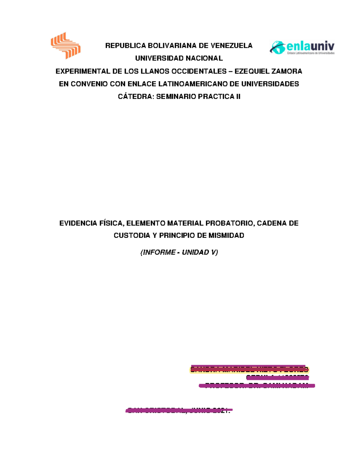 Informe - EVIDENCIA FÍSICA, ELEMENTO MATERIAL PROBATORIO, CADENA DE ...