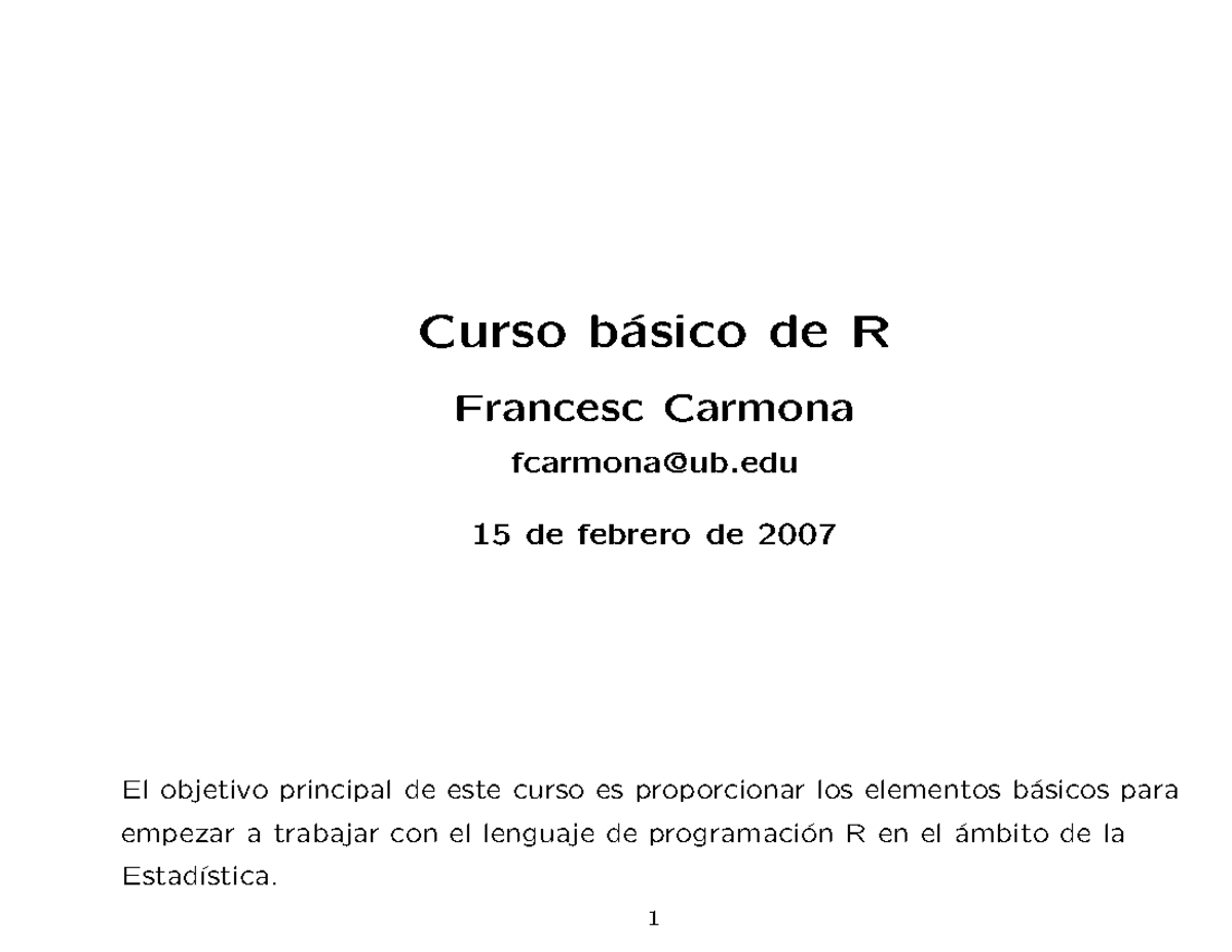 Curso basico de R-bn - Comandos, guía para operar programa estadístico ...