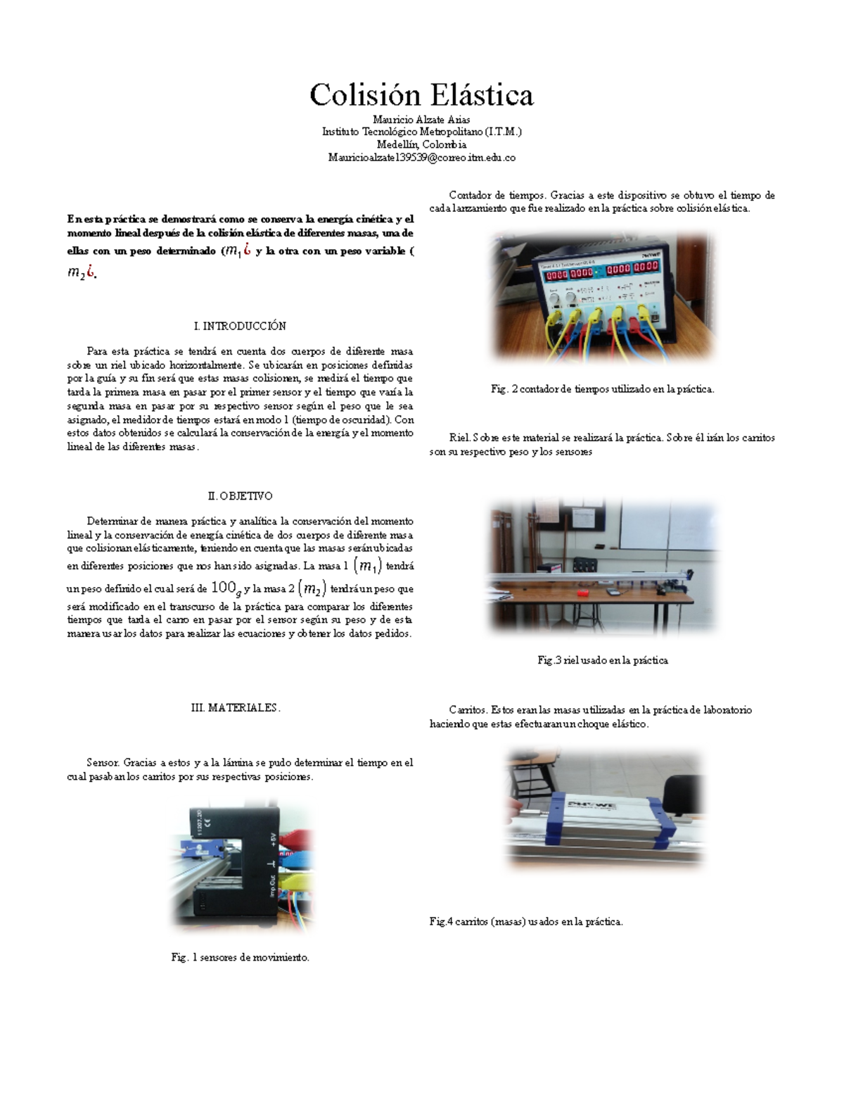 Practica 10. colisión elástica - Colisión Elástica Mauricio Alzate ...