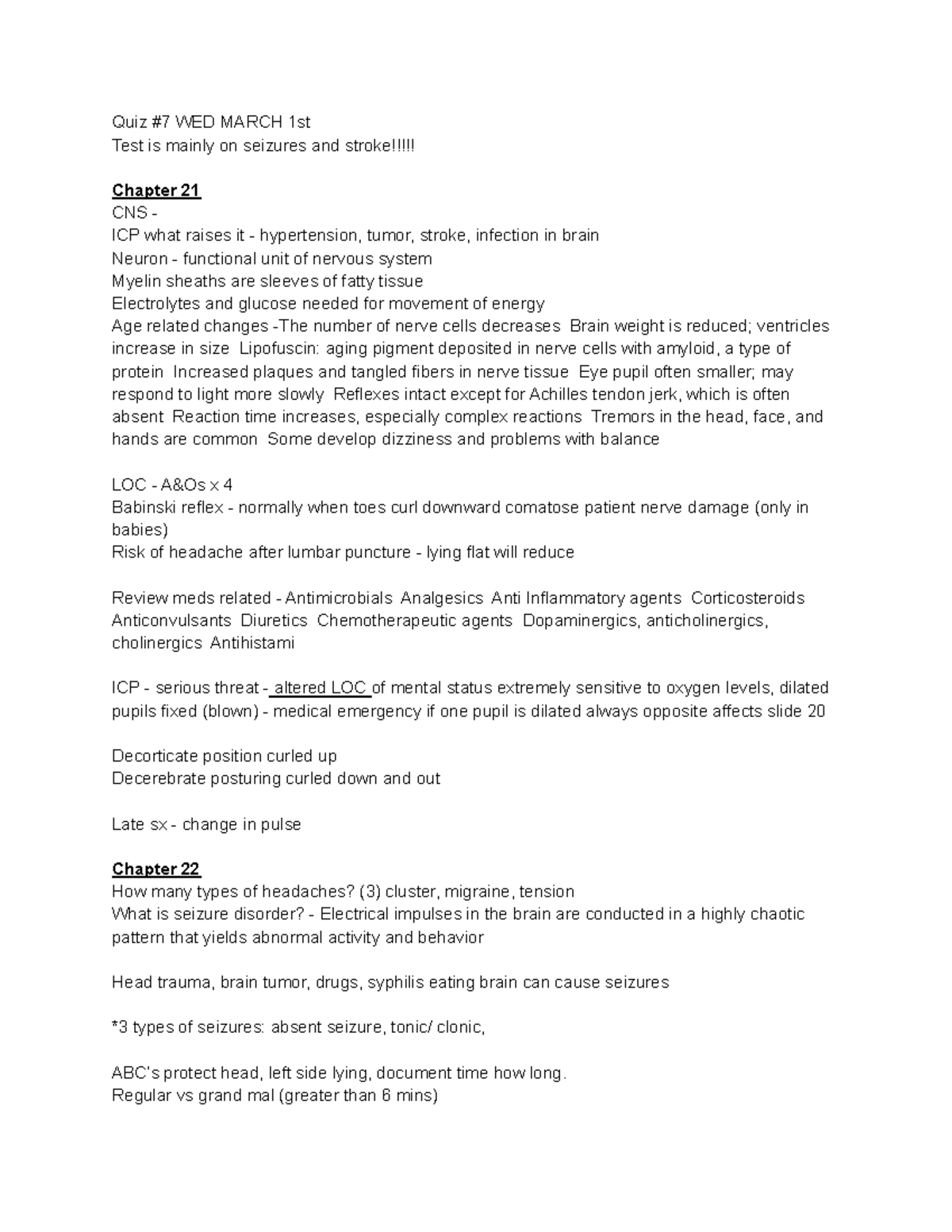 Quiz #7 WED March 1st - Quiz #7 WED MARCH 1st Test is mainly on ...