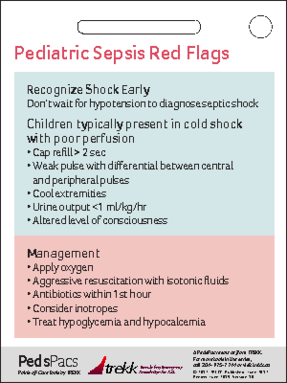 Sepsis Pocket Card - Recognize Shock Early Don’t wait for hypotension ...