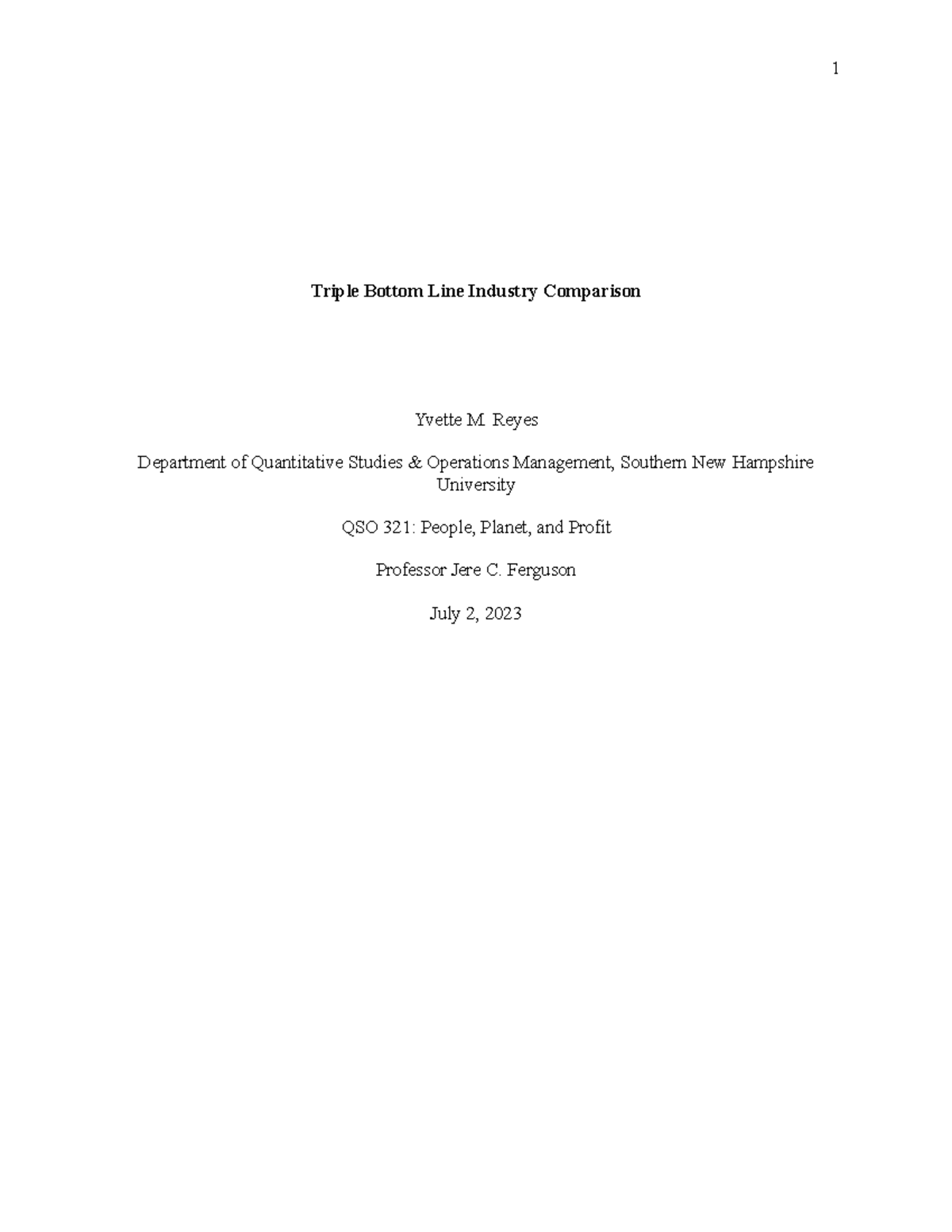 1-3 Assignment Triple Bottom Line Industry Comparison - Triple Bottom ...
