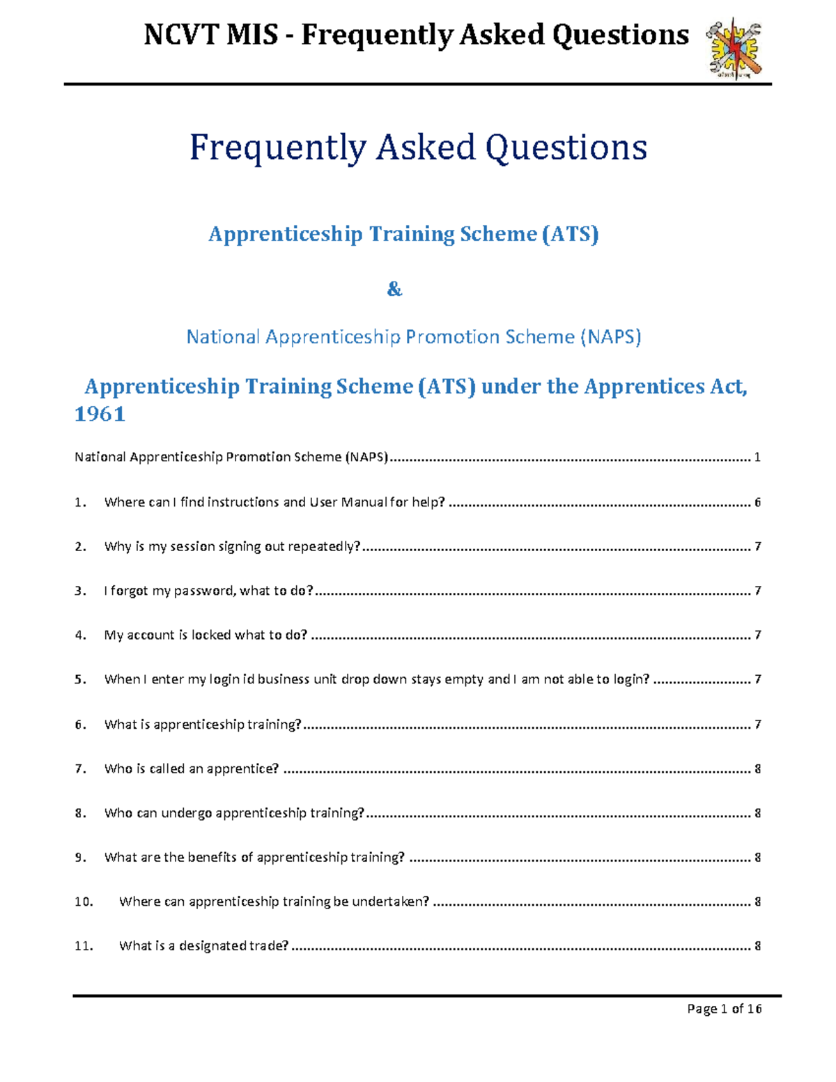 Apprenticeship FAQ - Frequently Asked Questions Apprenticeship Training ...