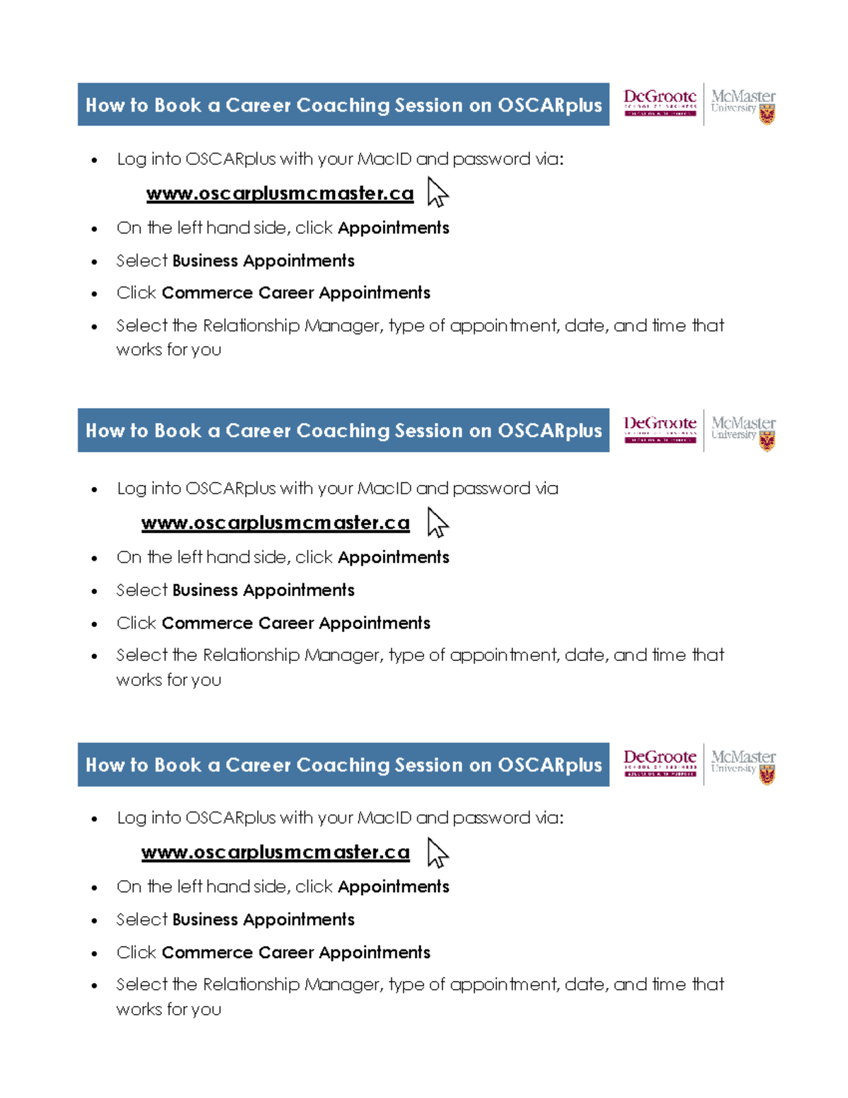 How to Book a Career Appointment - How to Book a Career Coaching Session on OSCARplus Log into ...