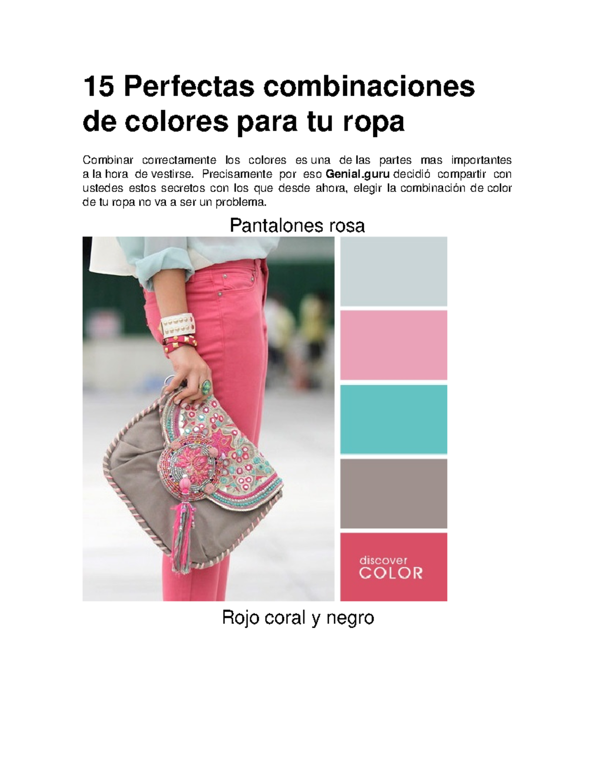 Combinacion colores ropa - 15 Perfectas combinaciones de colores para ...