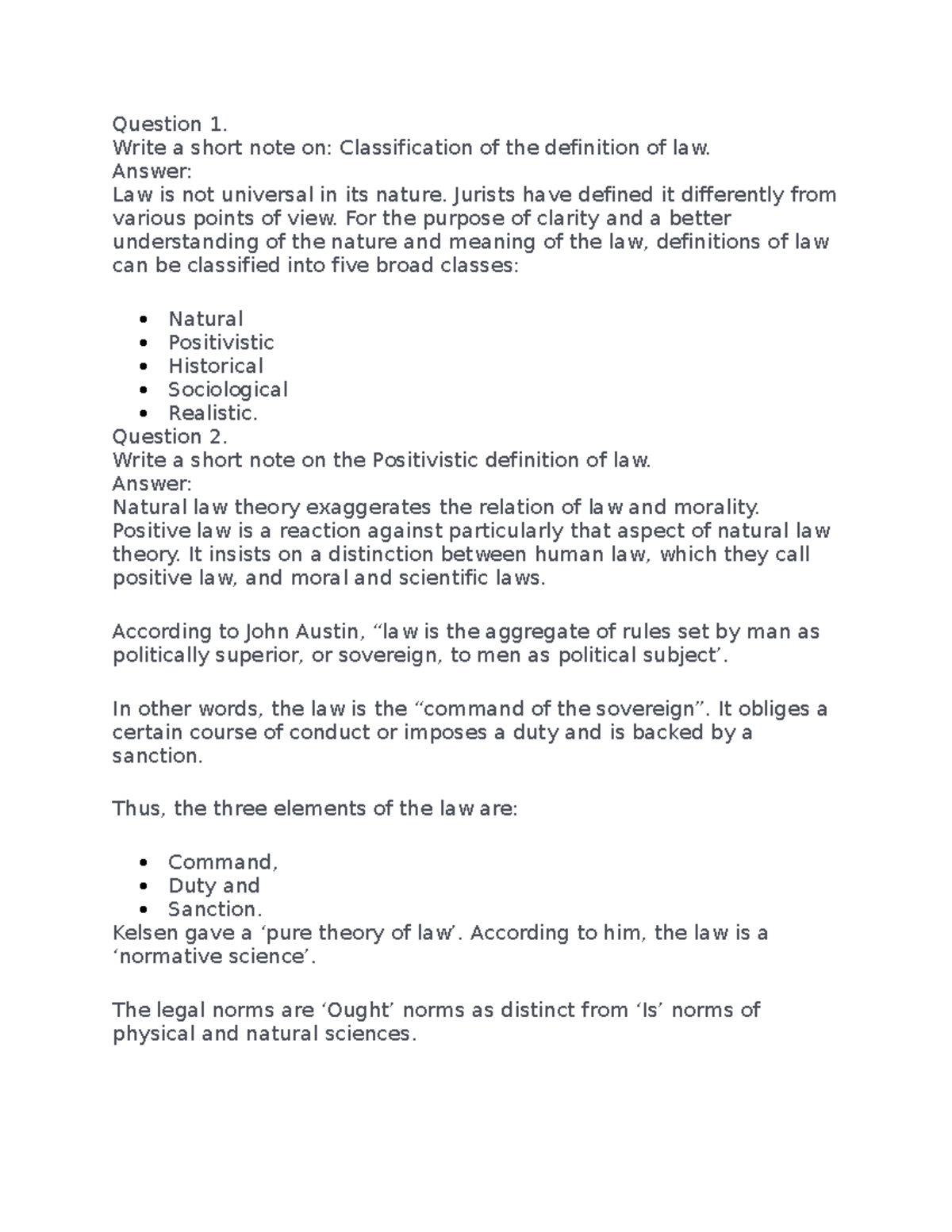 Question 1 - Question 1. Write a short note on: Classification of the ...