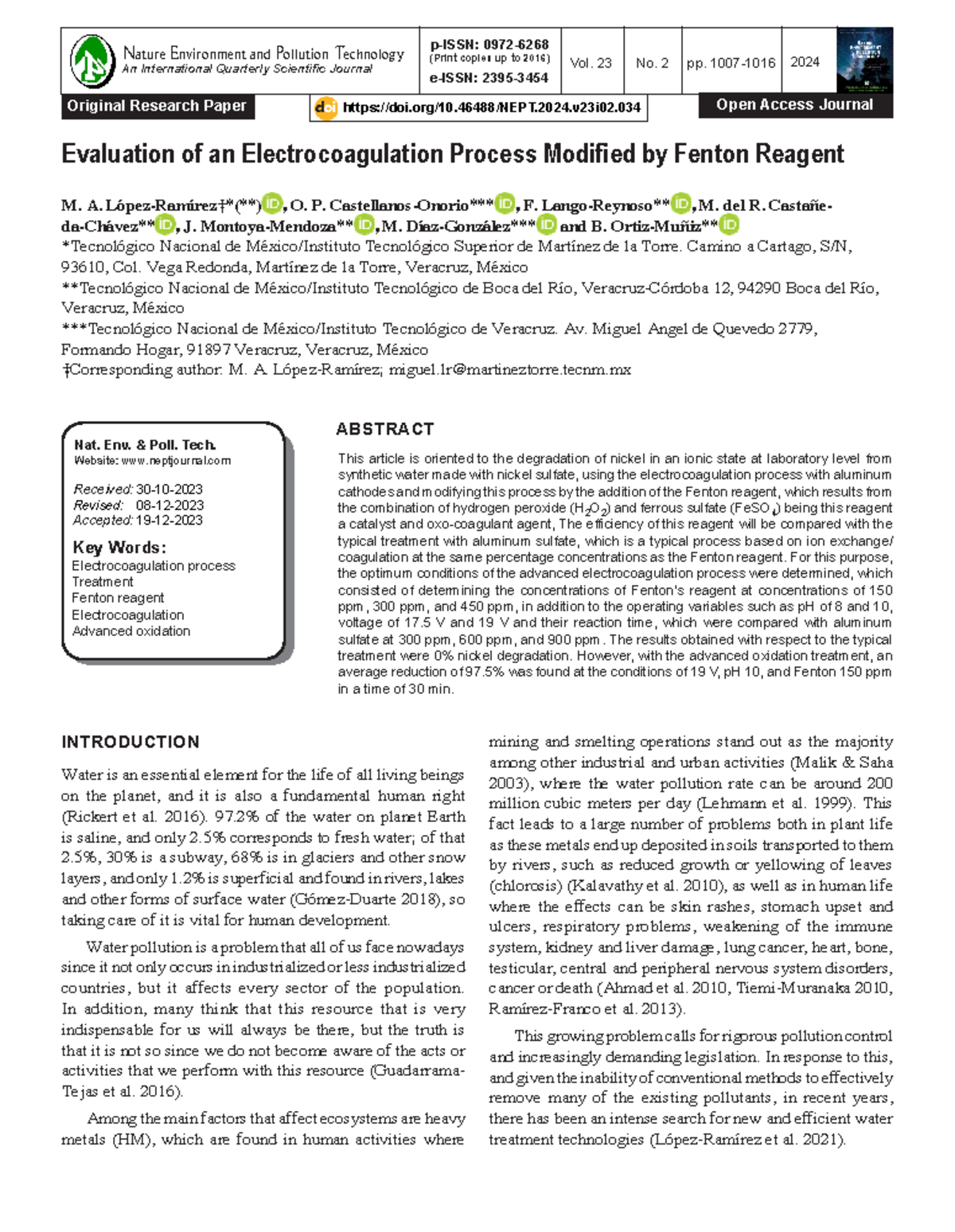 (34)D-1579 - Vol. 23 pp. 1007-1016 2024 p-ISSN: 0972- Nature ...