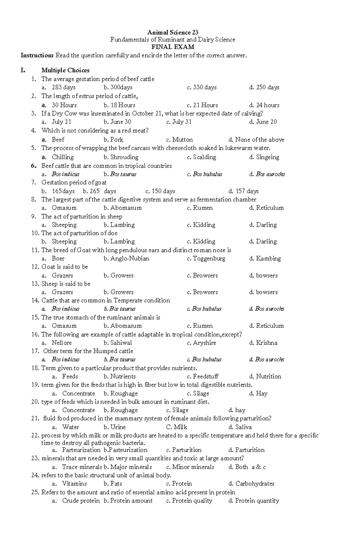 Ani Sci-23-finals - An Sci lecture notes and quizes - Animal Science 23 ...