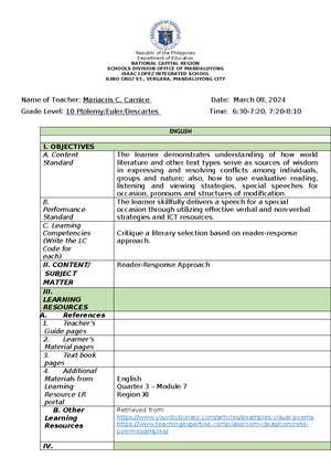 Feminist Approach LP - Republic of the Philippines Department of ...