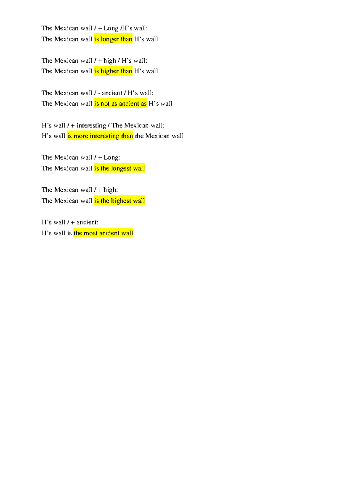 EX COMP SUP Entrainement Correction - The Mexican wall / + Long /H’s ...