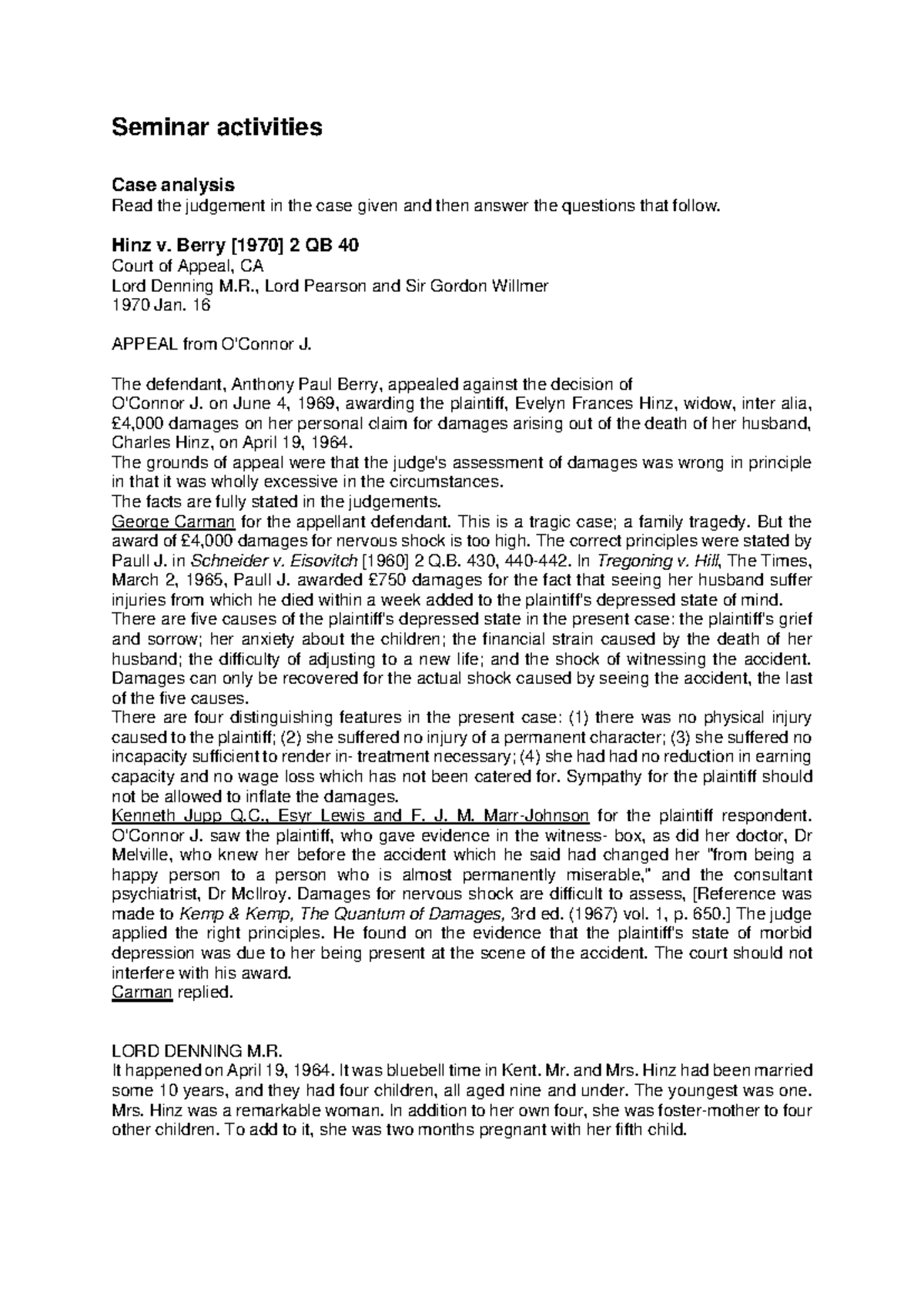 BUS142 Seminar 2 activity Reading - Seminar activities Case analysis ...