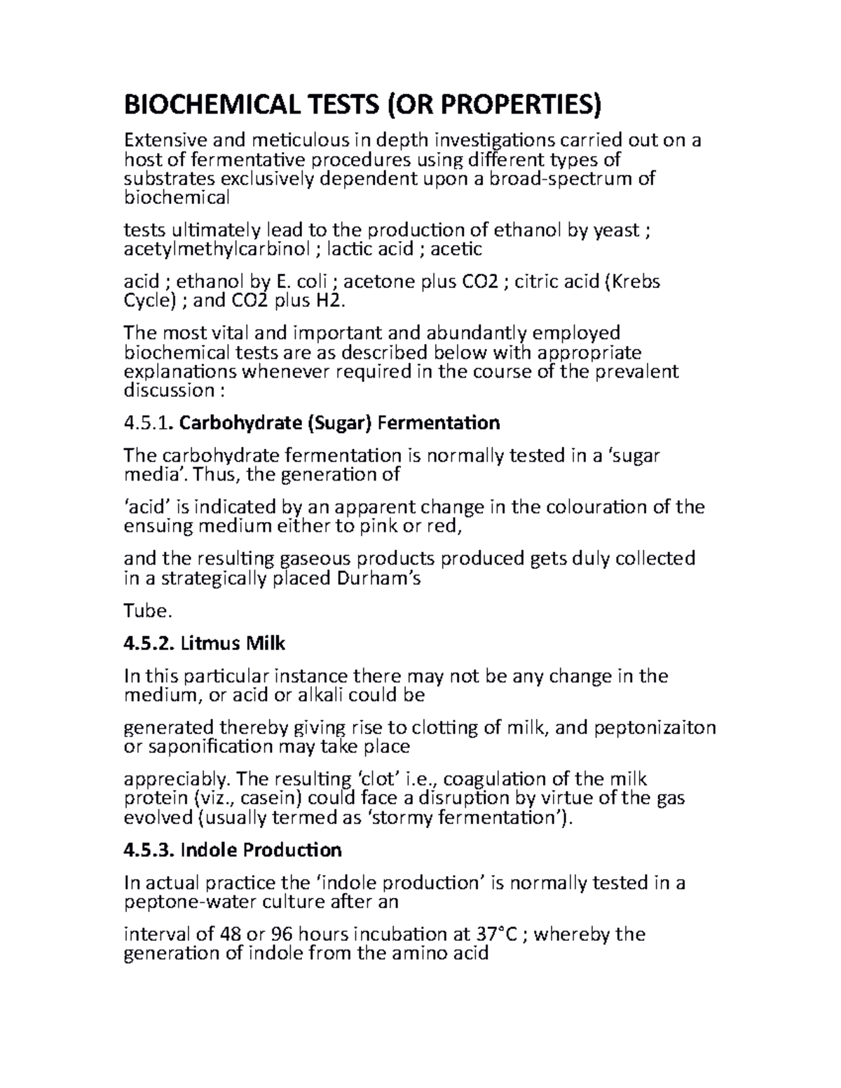 Biochemical Tests (OR Properties) - BIOCHEMICAL TESTS (OR PROPERTIES ...