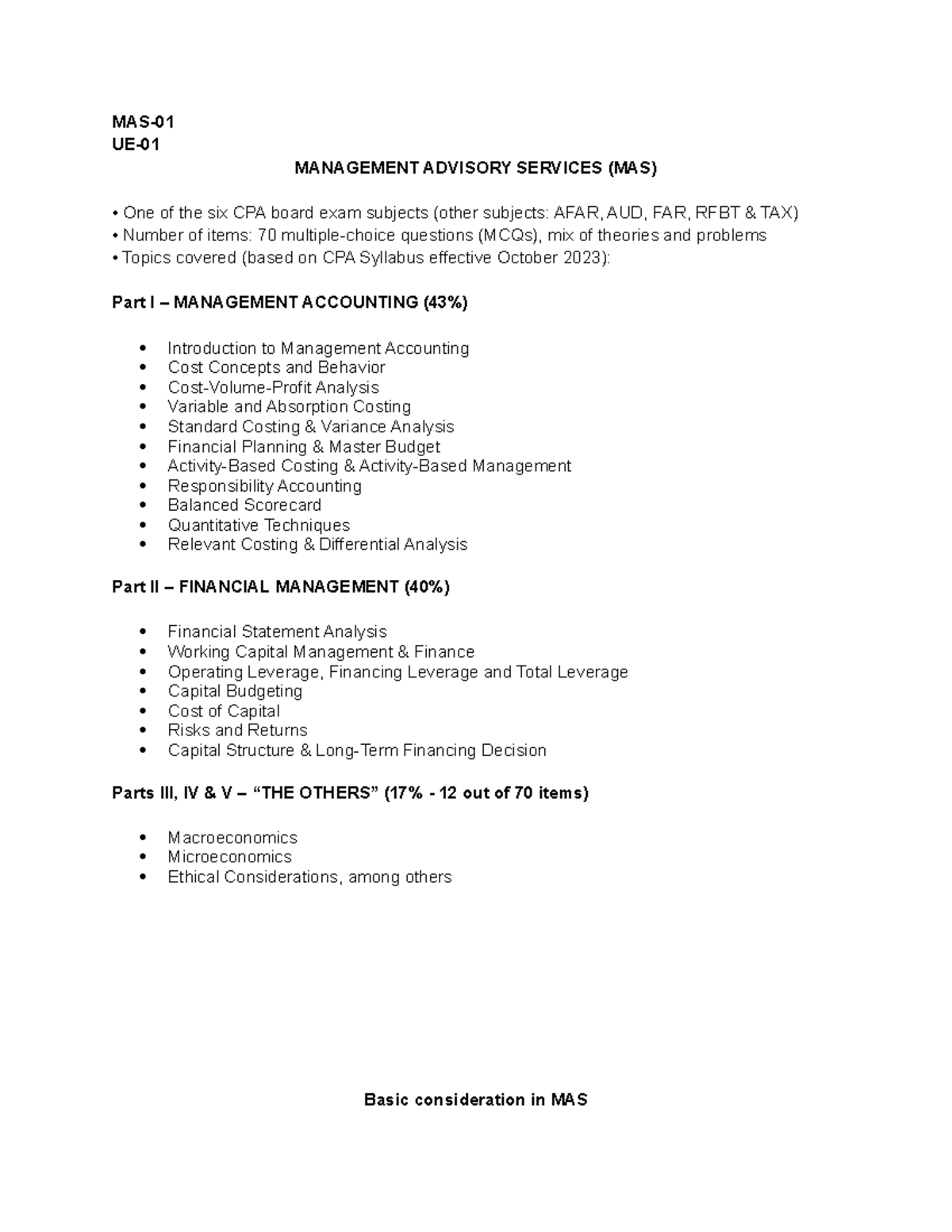 Module 1 UE F2F Intro to Management Acctg - MAS- UE- MANAGEMENT ...