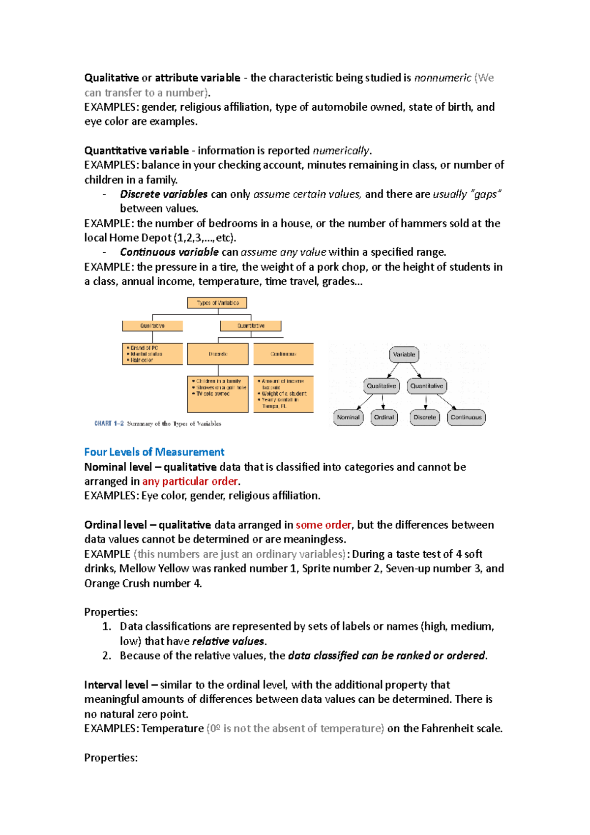 Data analysis notes - Qualitative or attribute variable - the ...