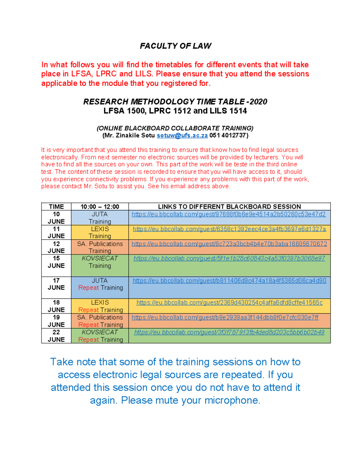Lecture programme June and july - FACULTY OF LAW In what follows you ...