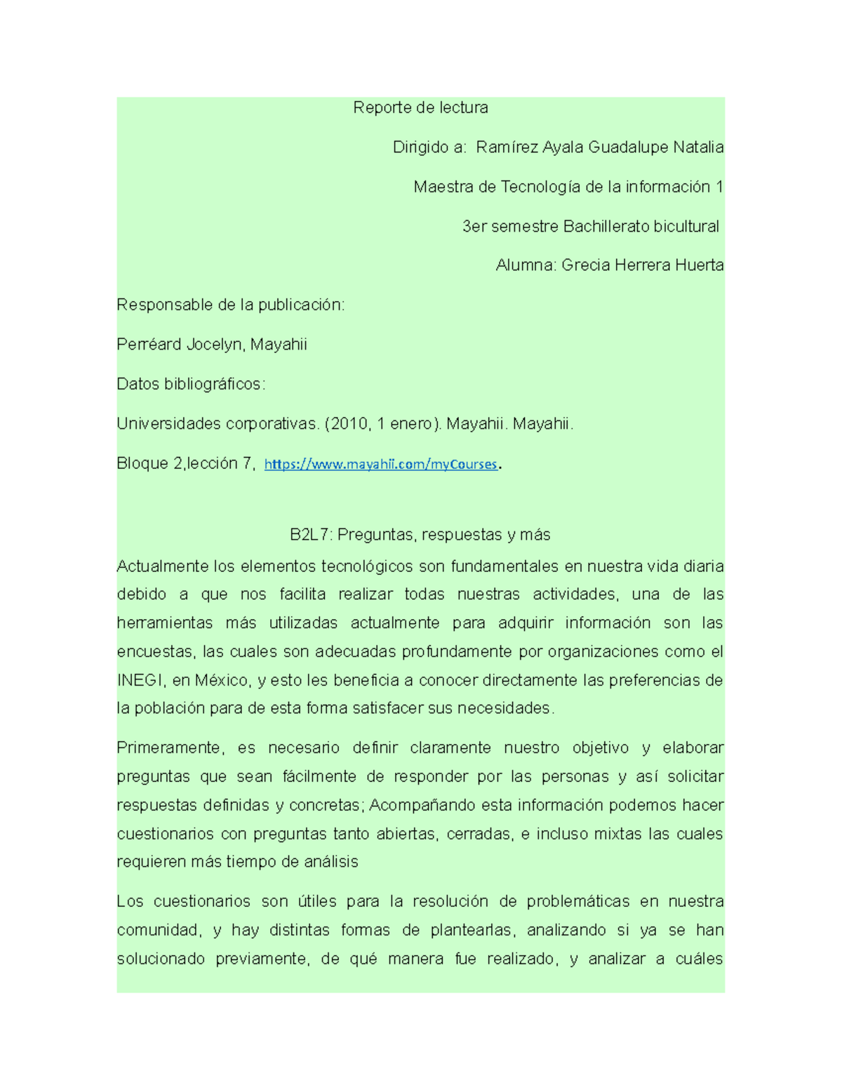 B2L7 Preguntas, respuestas y más resumen - Reporte de lectura Dirigido ...