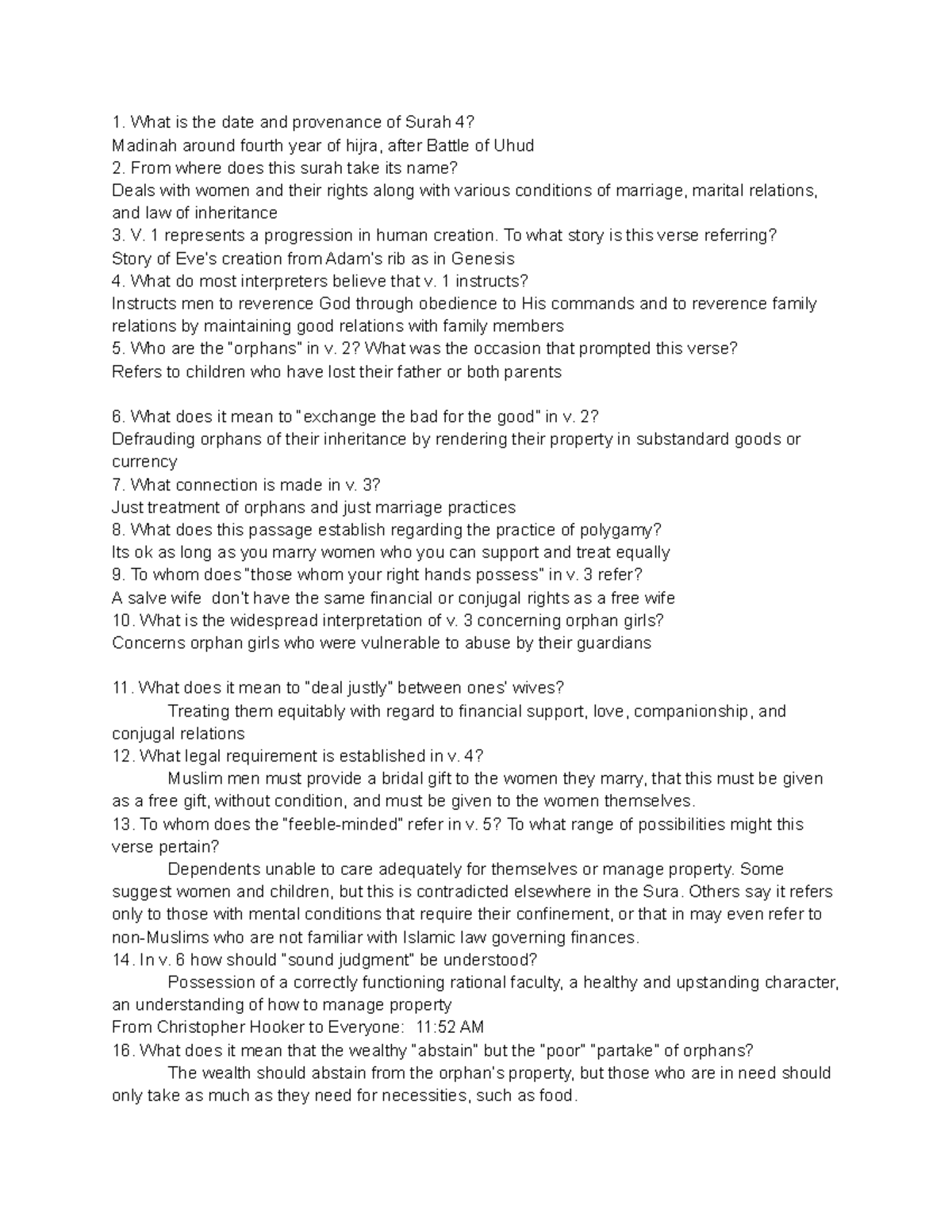 Worksheet 12 What Is The Date And Provenance Of Surah 4 Madinah