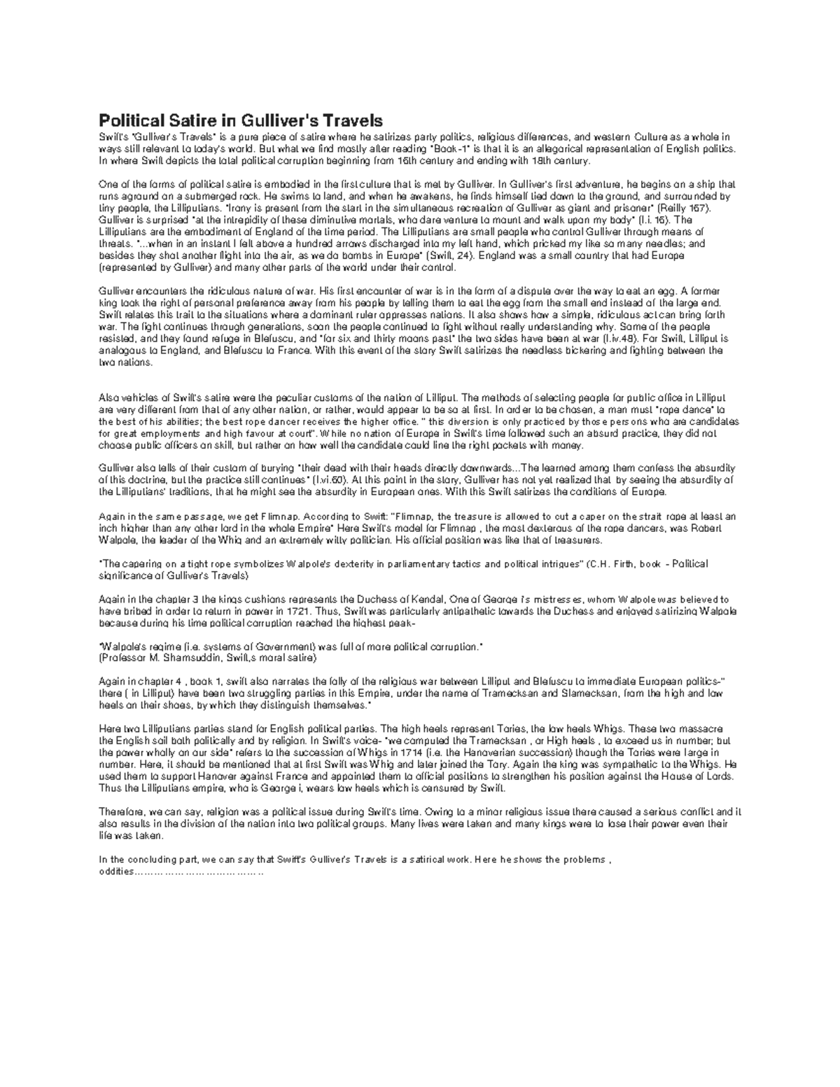 Gulliver's Travel-Political Satire - Political Satire in Gulliver's ...