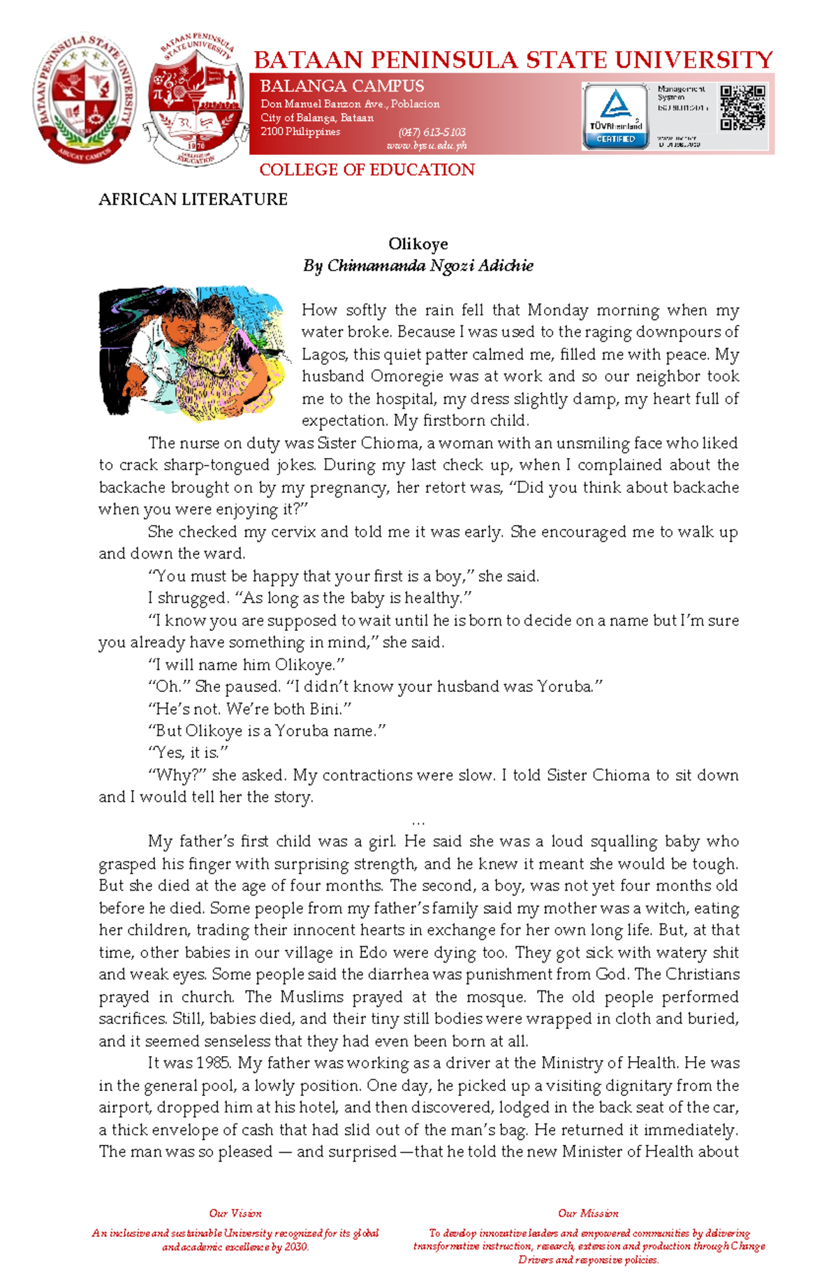 Literary Readings in Afro Asian Literature - COLLEGE OF EDUCATION ...