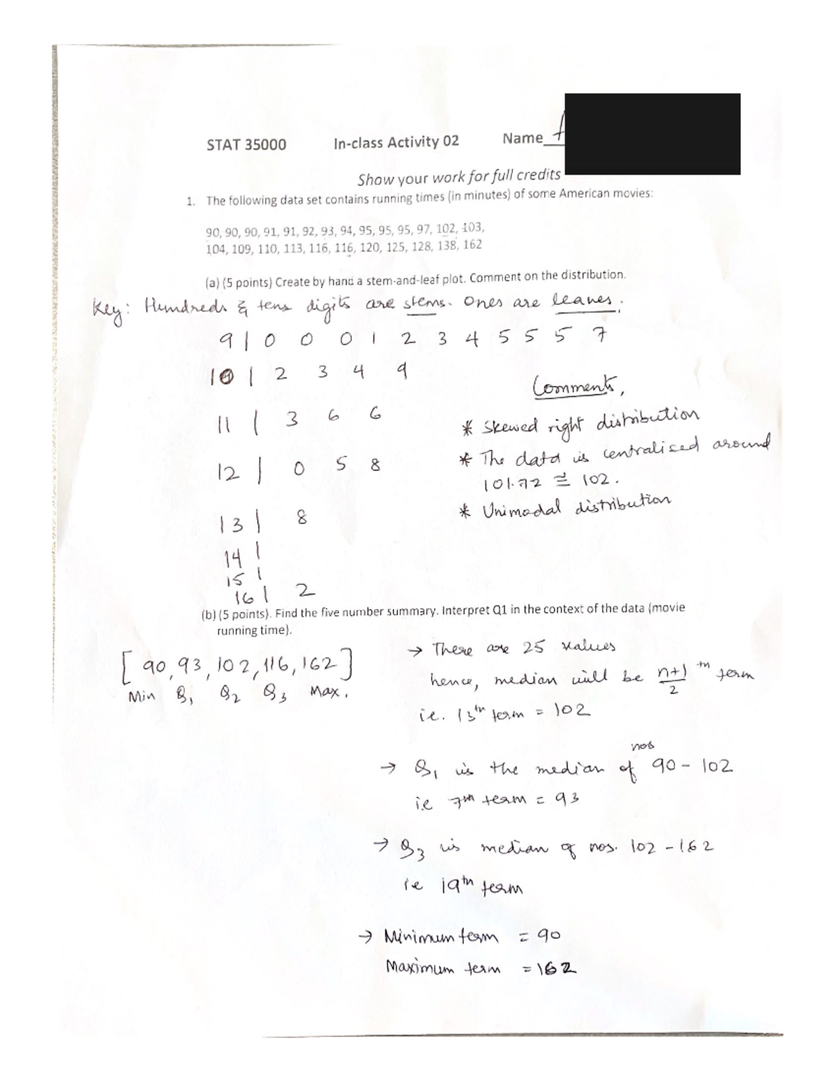 IC2 - ICA Answers to Professor Fei Tan's STATS 350 - STAT35000 - Studocu