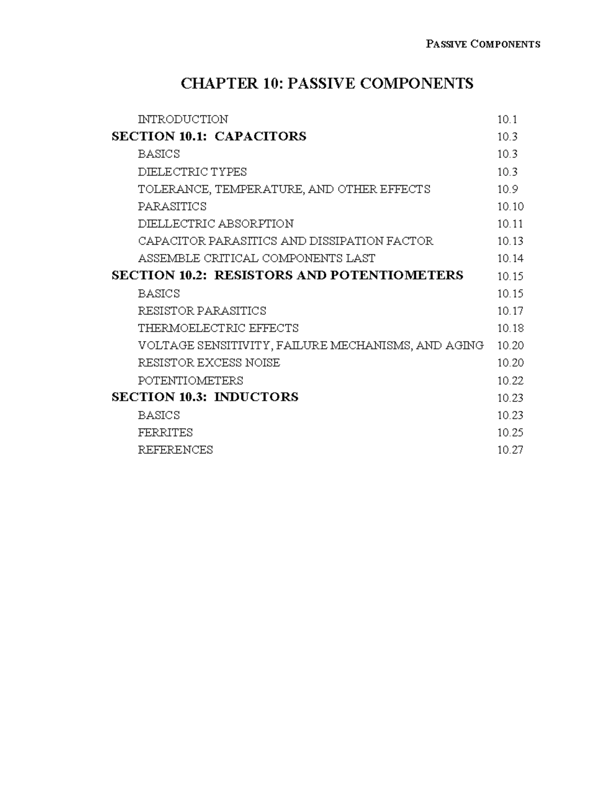 PASSIVE COMPONENTS - PASSIVE COMPONENTS INTRODUCTION 10. CHAPTER 10 ...